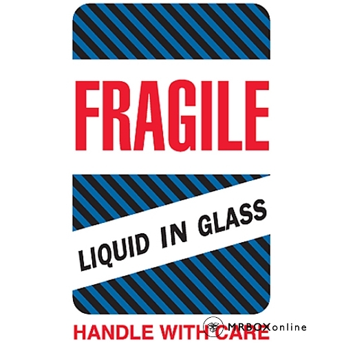 4x6 Fragile Liquid in Glass Labels | MrBoxOnline