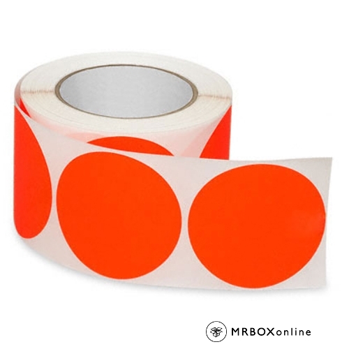 3 Fluorescent Orange Circle Label | Shipping Labels | MrBoxOnline