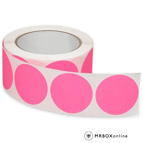 2 Pink Inventory Circle Labels | Shipping Labels | MrBoxOnline