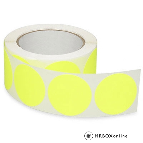 2 Yellow Inventory Circle Labels | Shipping Labels | MrBoxOnline